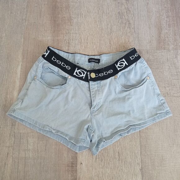 bebe | Shorts | Rare Vintage Bebe Denim Shorts Hot Pants Logo On Waist ...